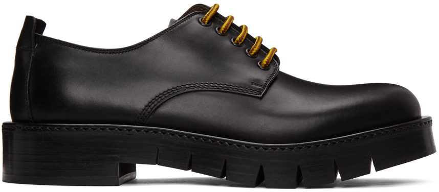 Ferragamo Black Chunky Rudy Derbys In Nero - 56% Off 