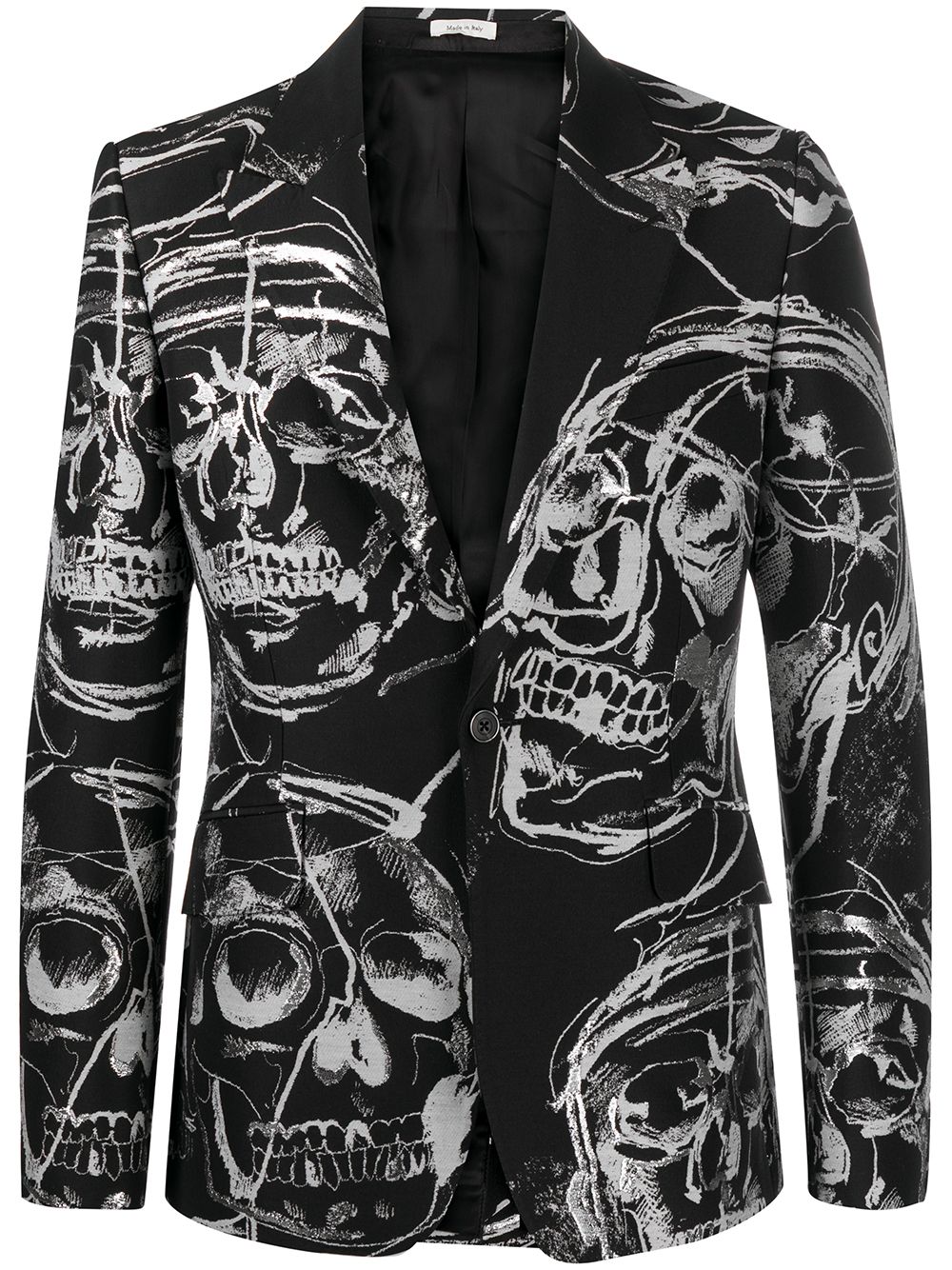 Alexander Mcqueen Skull-Print Single-Breasted Blazer In Black - 50