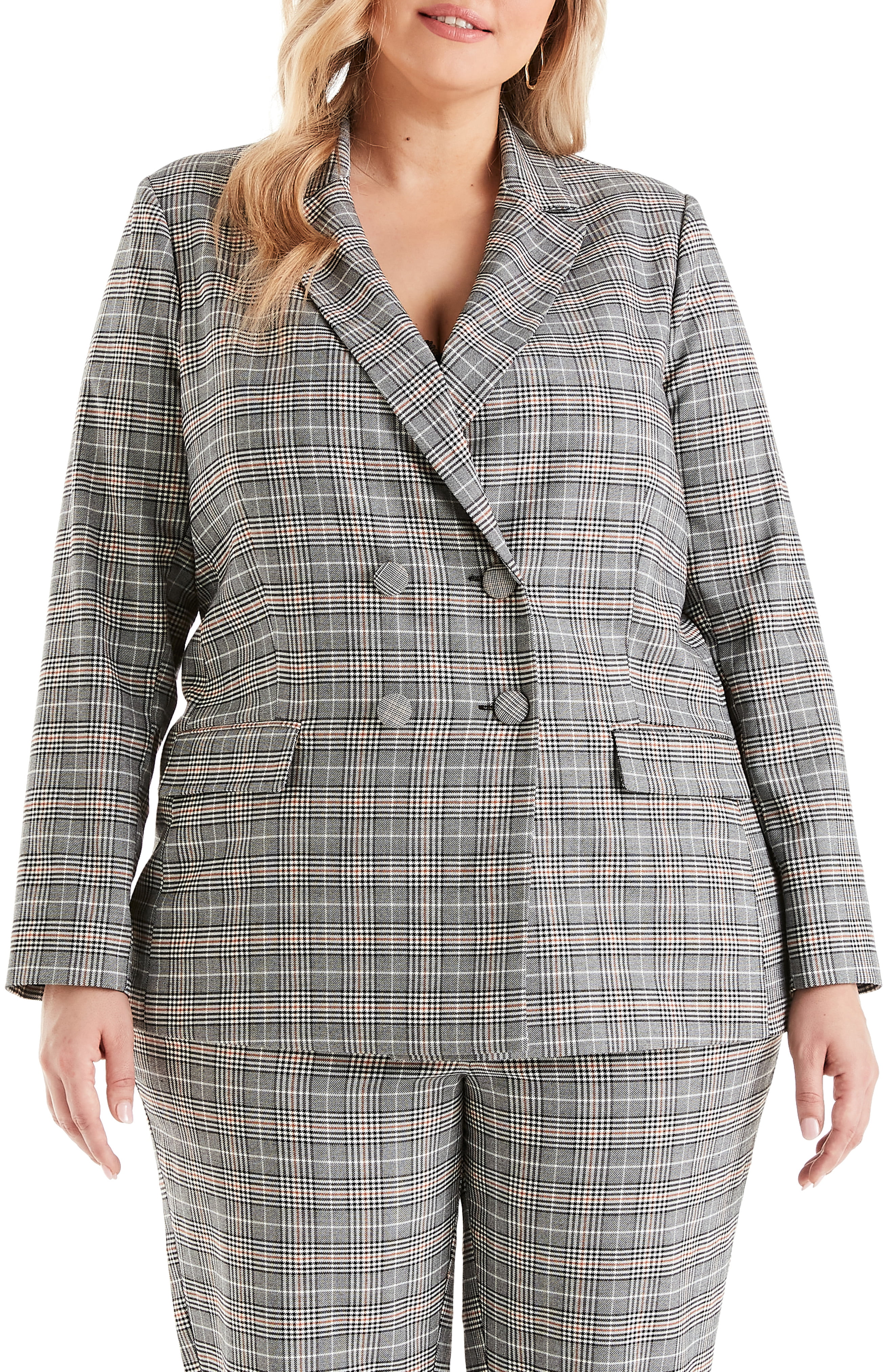 plaid jacket plus size