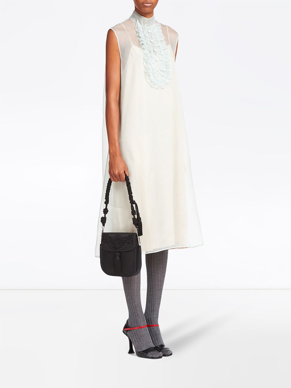 PRADA Embroidered Logo Shoulder Bag