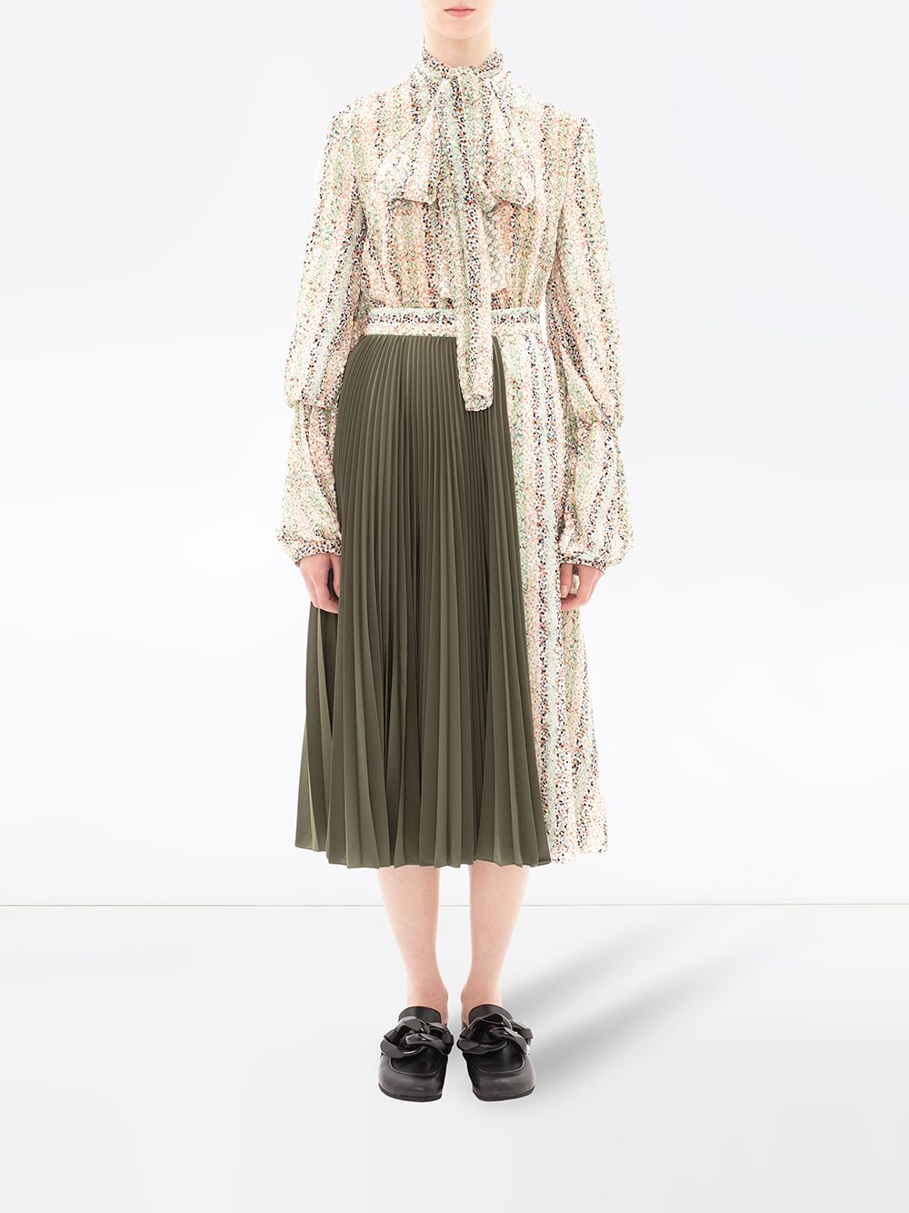JW ANDERSON JW Anderson Pleated Contrasting Panel Midi Skirt