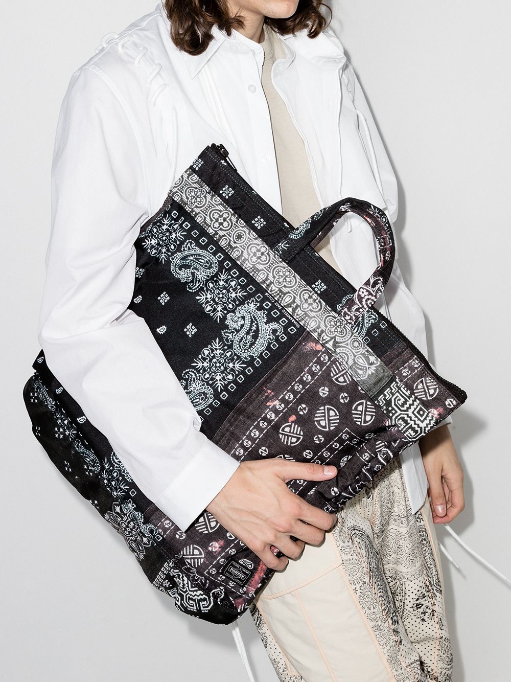 Neighborhood X Porter Bandana Print Tote Bag - Black | Editorialist