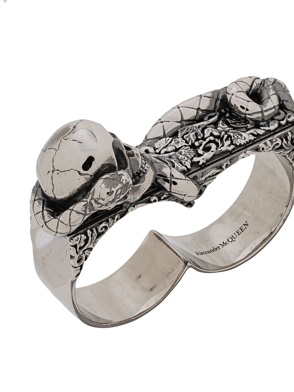 Alexander Mcqueen Sku-Motif Two-Finger Ring - Silver | Editorialist
