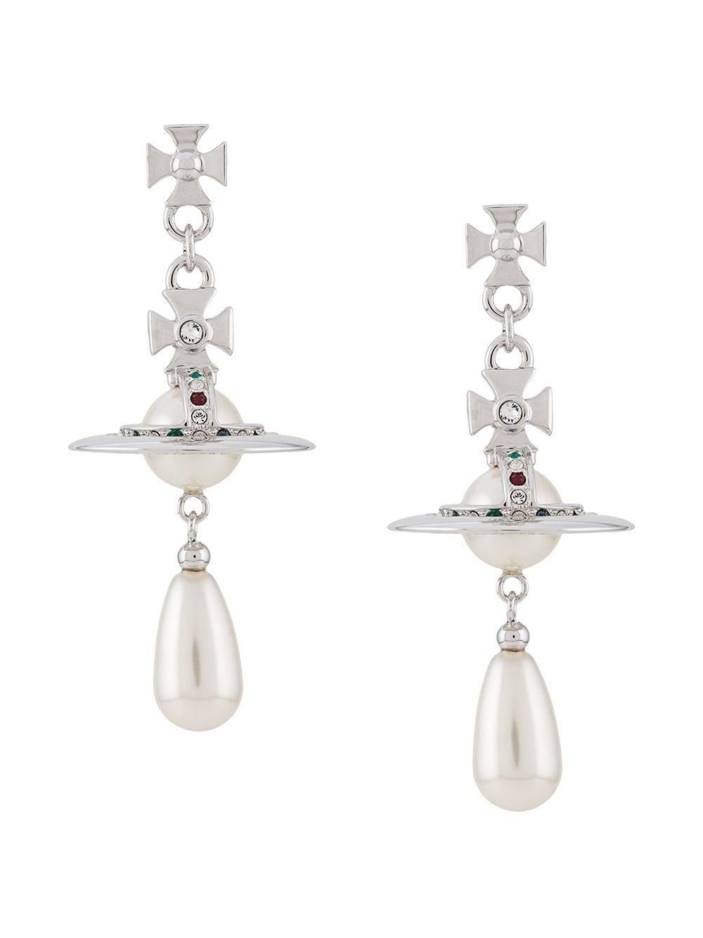 Vivienne Westwood Orb Pearl Drop Earrings - Silver