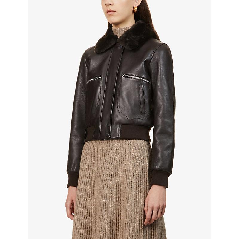 maje shearling leather jacket