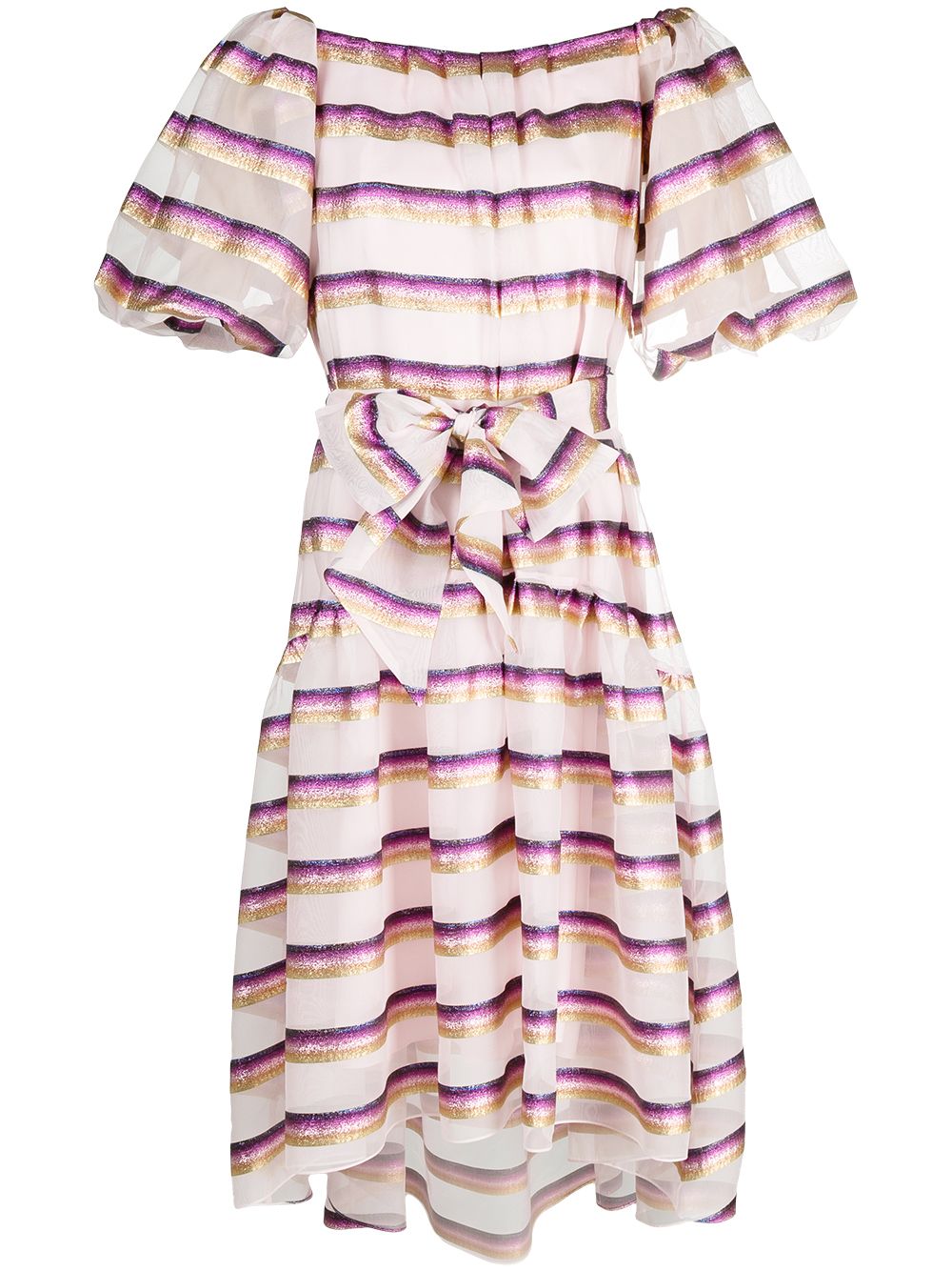 pink striped off the shoulder dress Fuchsia Striped Off-Shoulder Dress - Asel