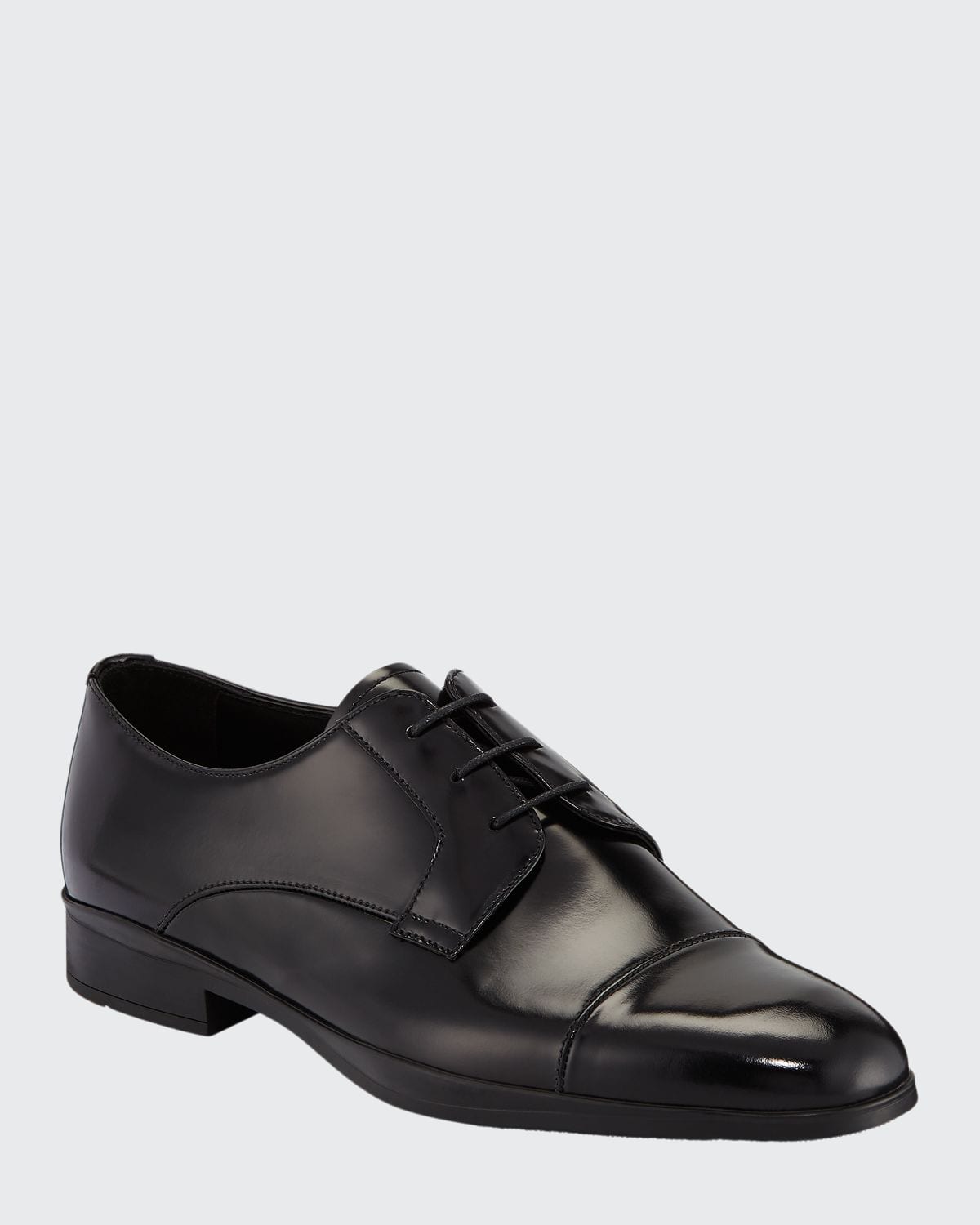Prada Spazzolato Leather Lace-Up Dress Shoes - Black  display picture 2