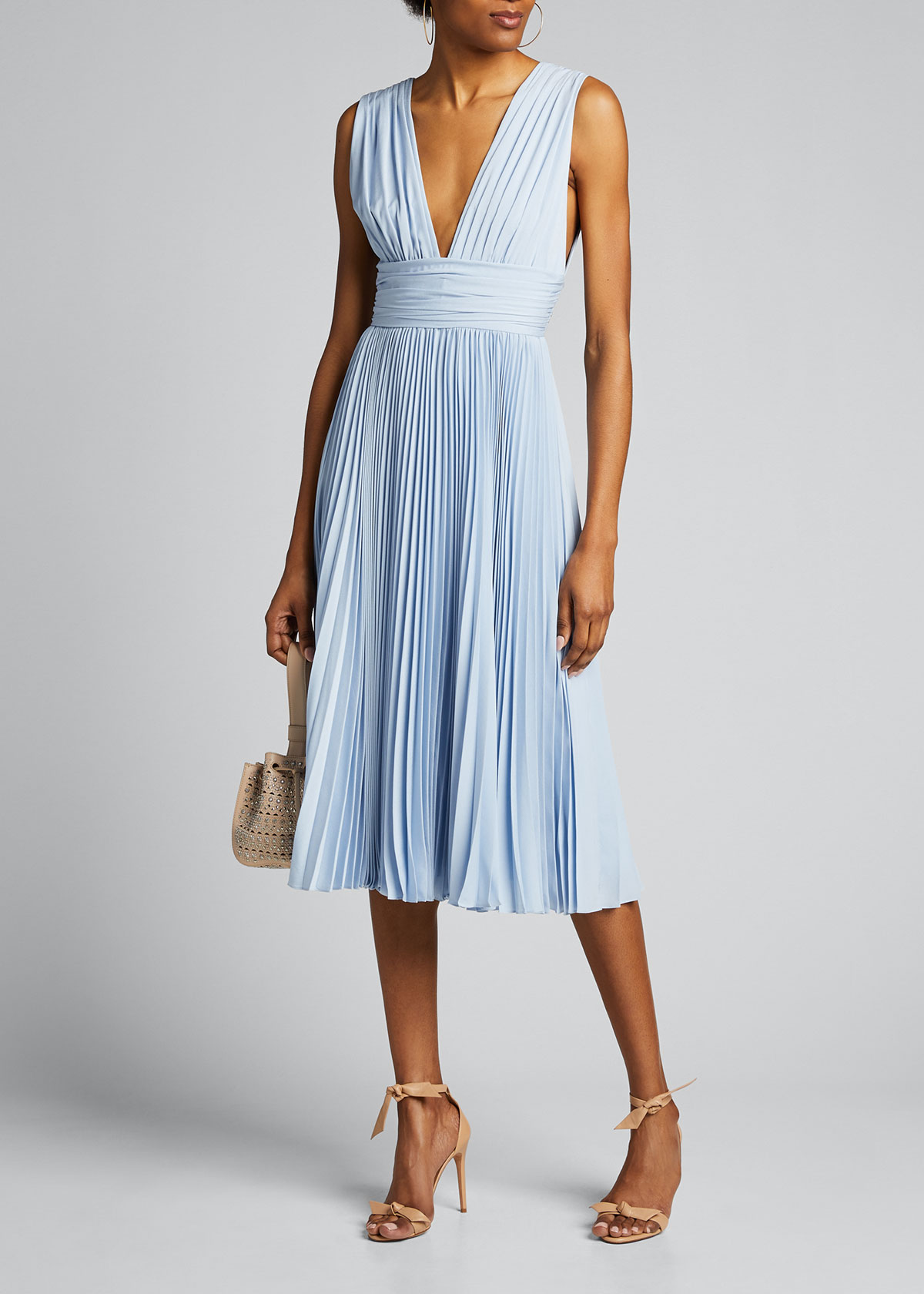 V neck sleeveless midi dress Clearance