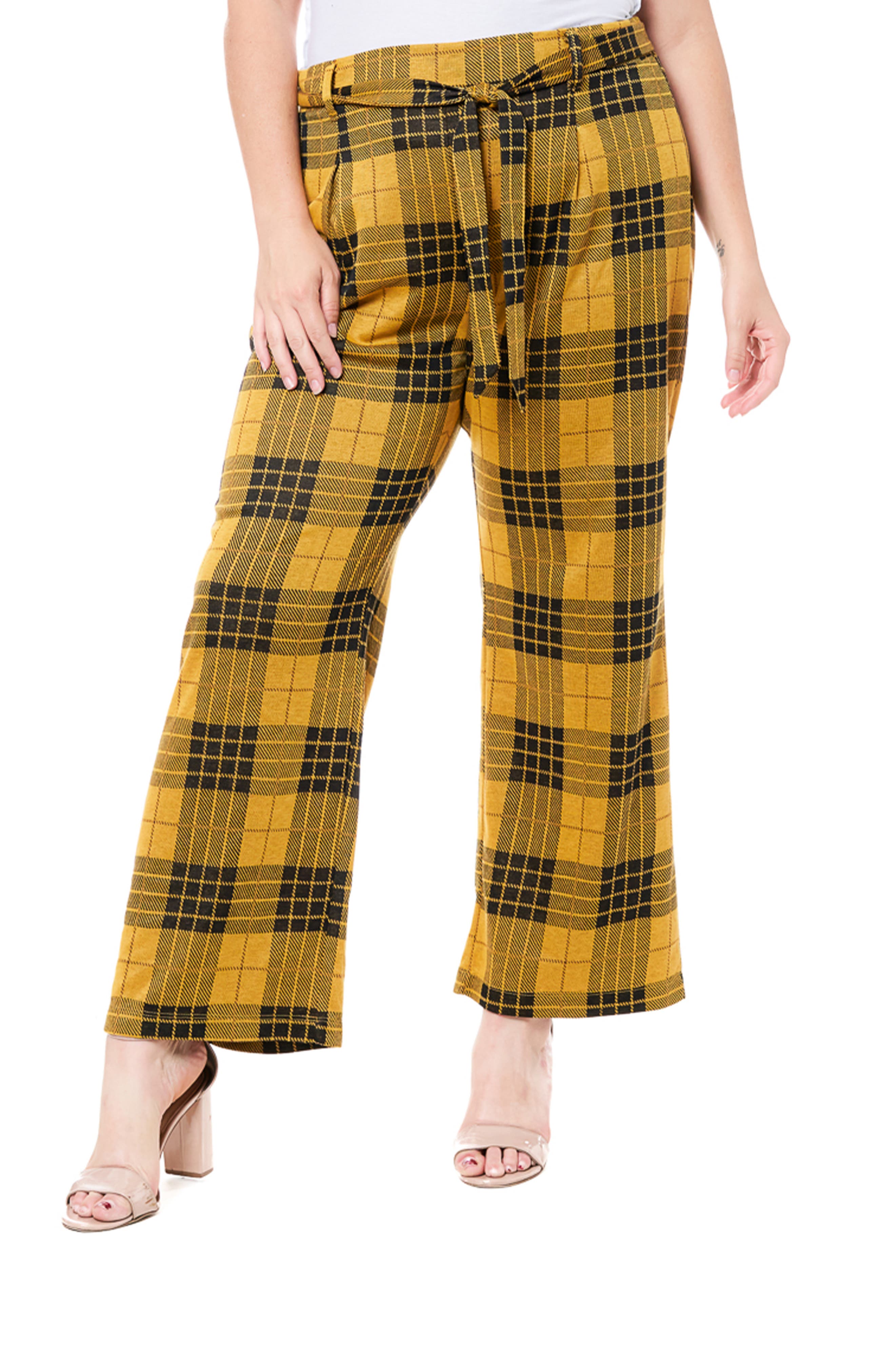 yellow plaid pants plus size