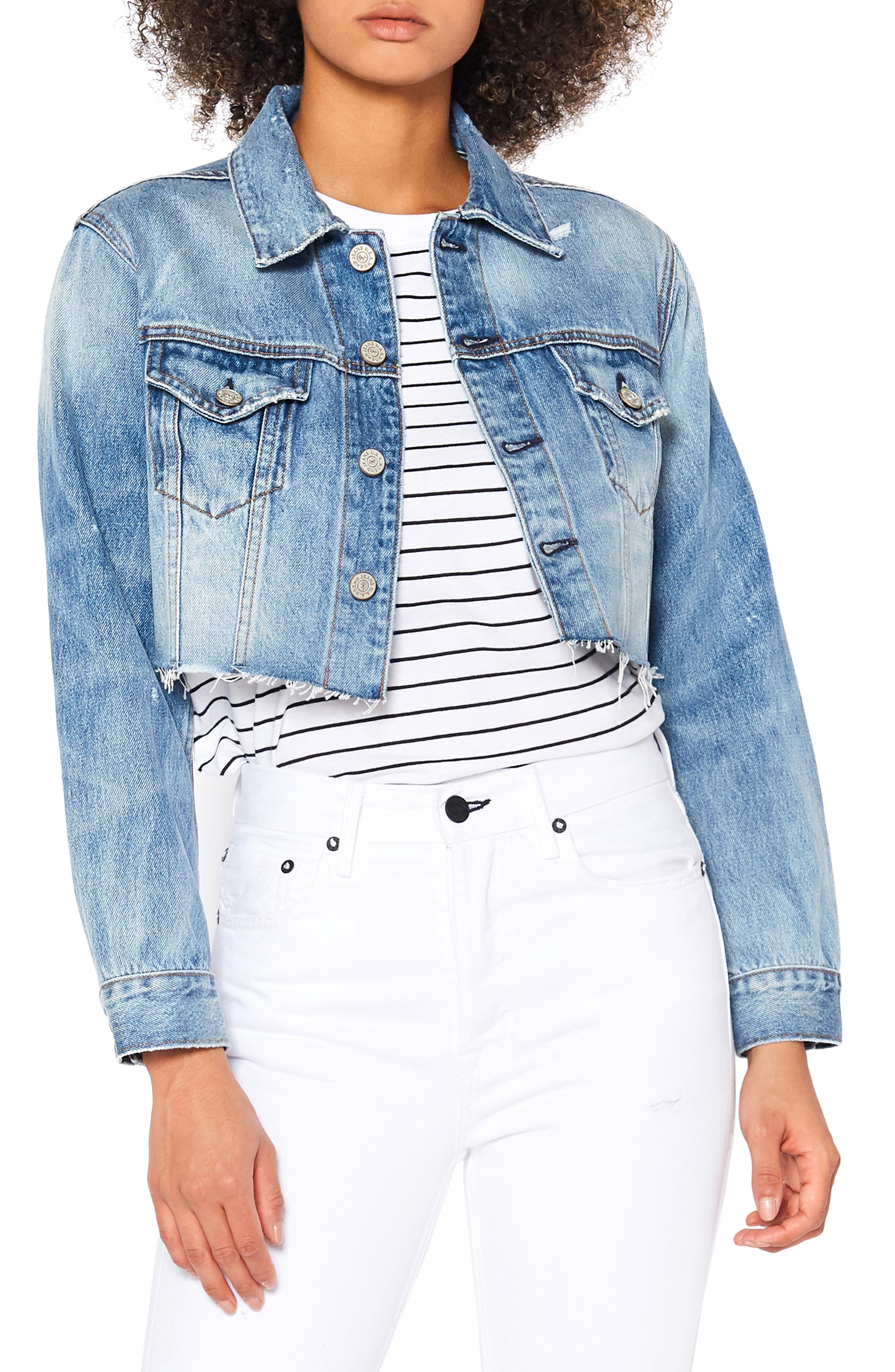 cropped cut denim jacket