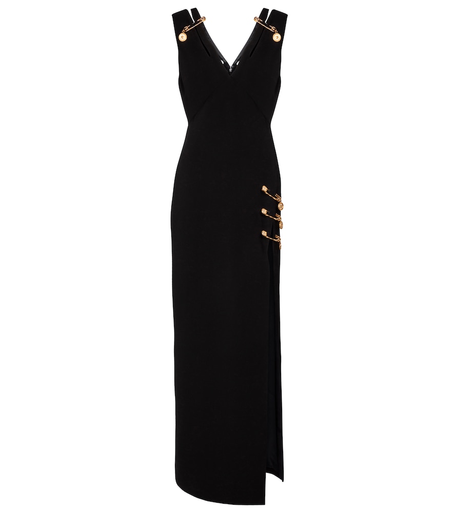 black versace dress with gold safety pins Pin Silk Maxi - YCRF_Womensclothing