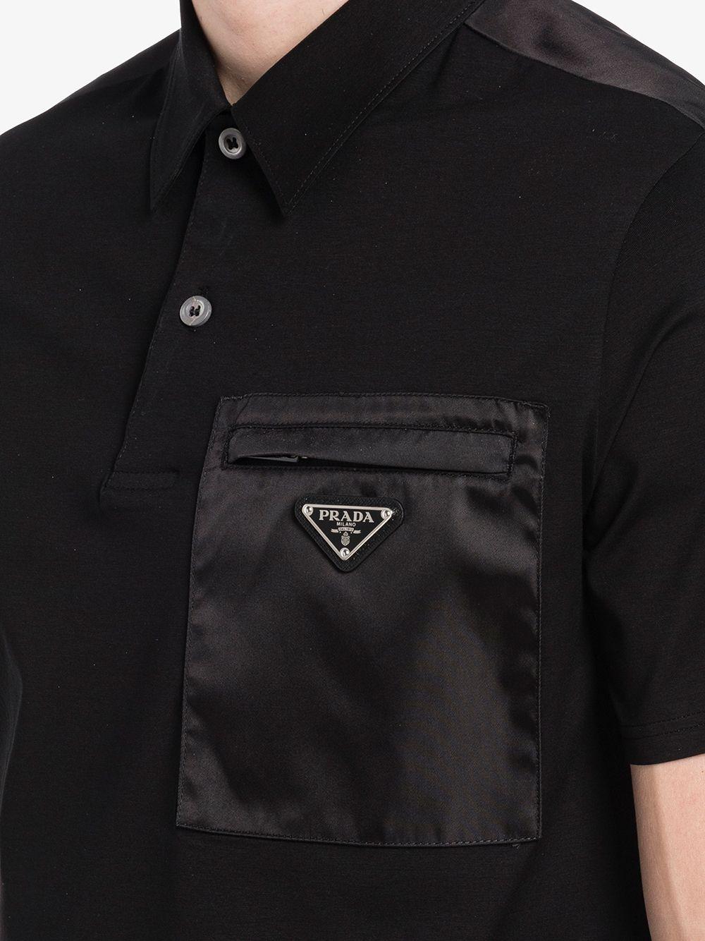 Prada Triangle-Logo Polo Shirt In Black | Editorialist Prada Triangle-Logo Polo Shirt In Black | Editorialist
