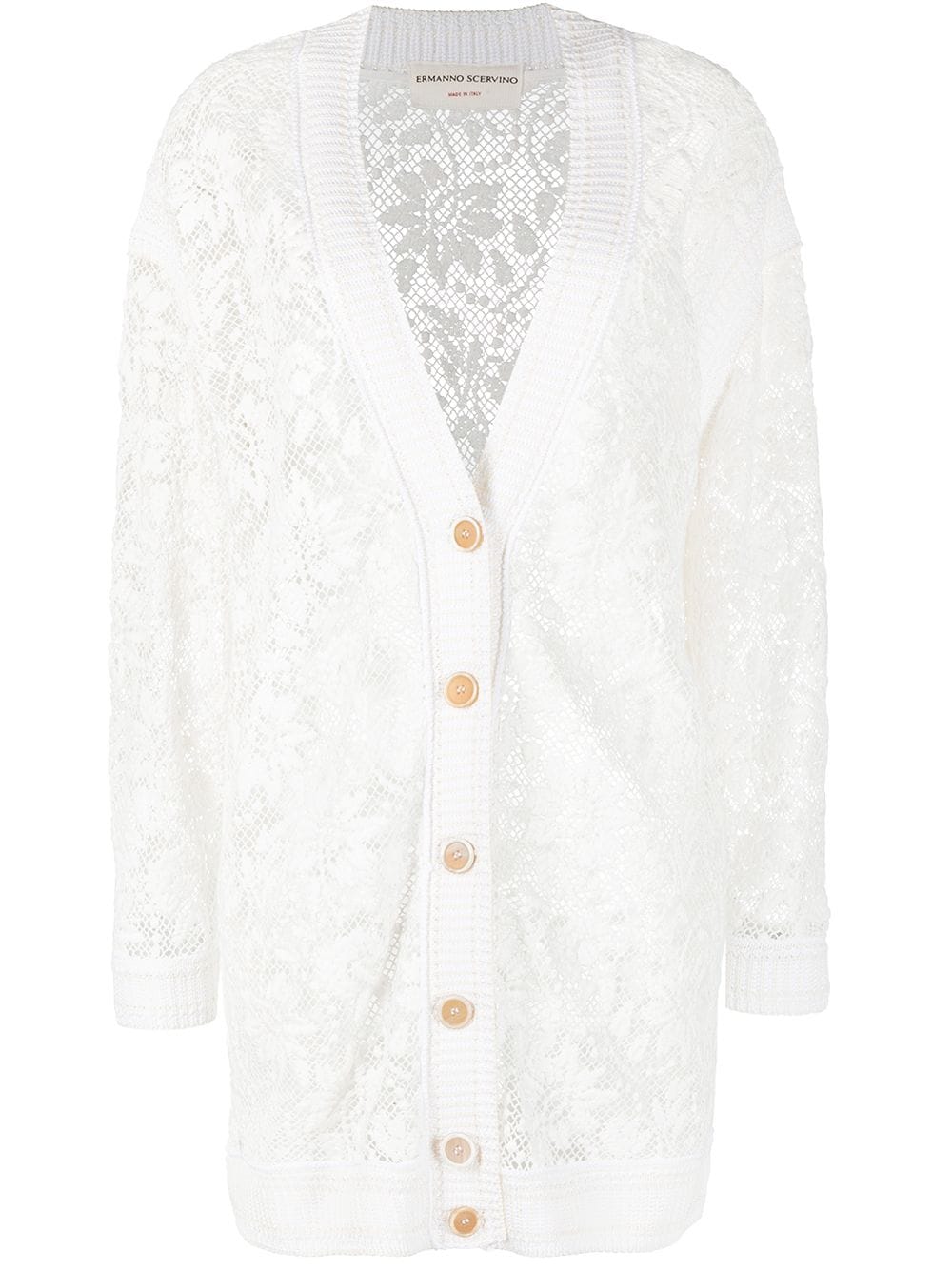 Ermanno Scervino Floral-Lace Knitted Cardigan In White - 47% Off