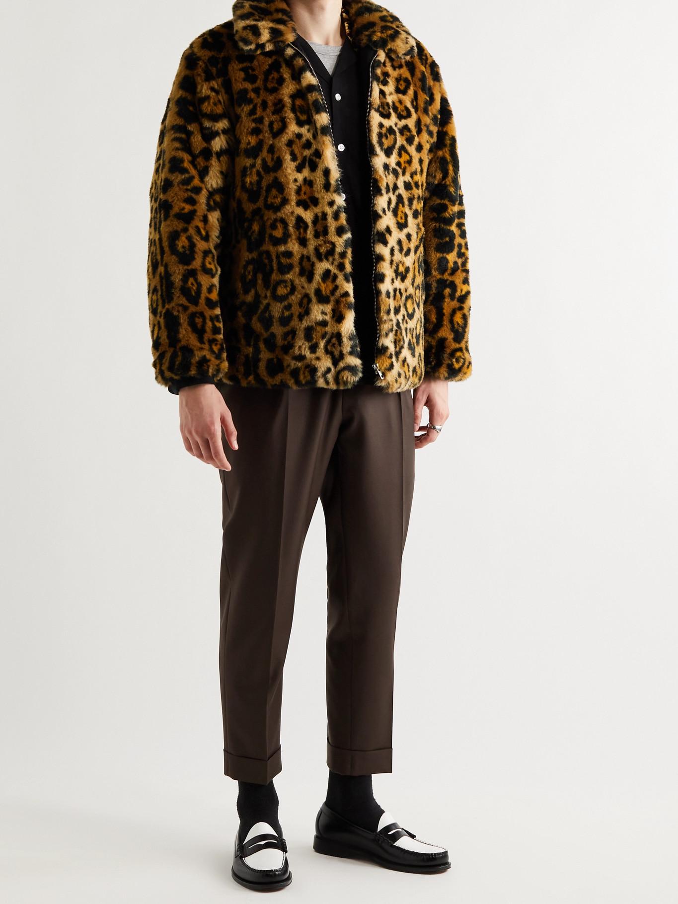 Wacko Maria Leopard-Print Faux-Fur Coat In Brown - 50% Off