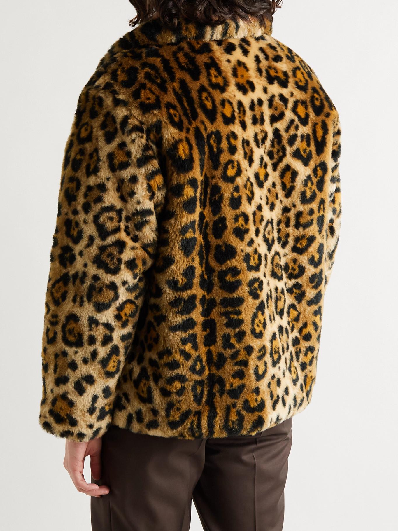 Wacko Maria Leopard-Print Faux-Fur Coat In Brown - 50% Off