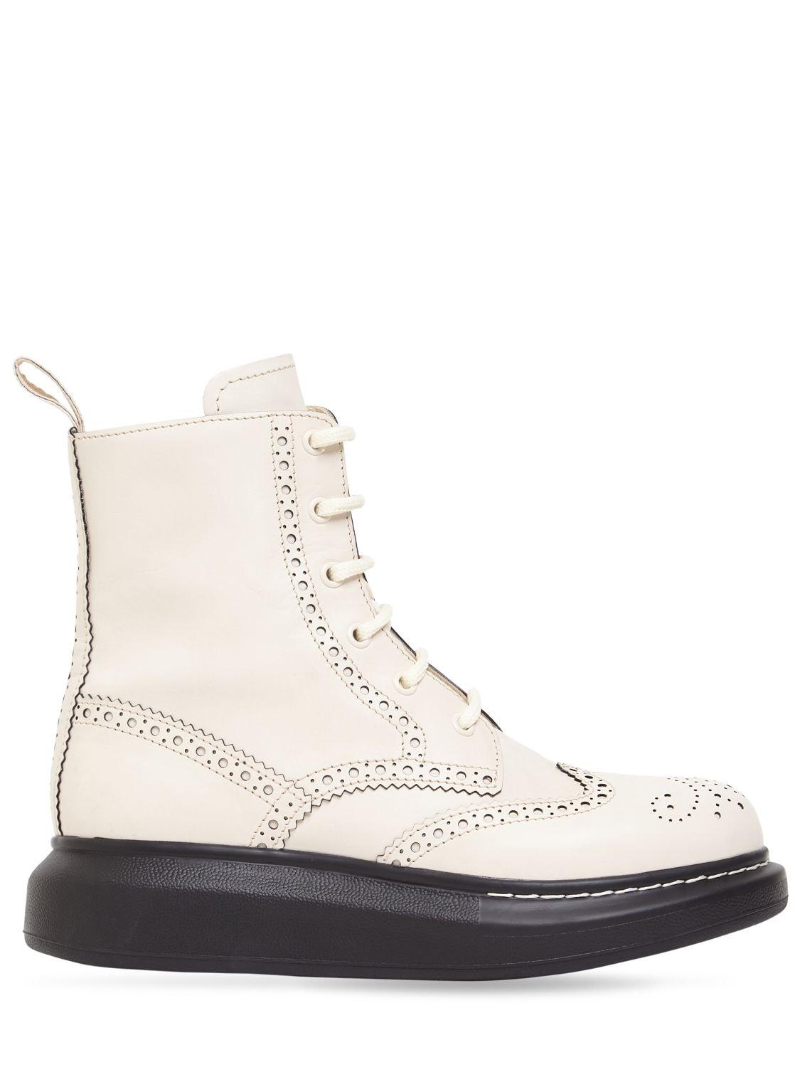 Alexander Mcqueen 40mm Hybrid Brogue Leather Lace-Up Boots  display picture 1