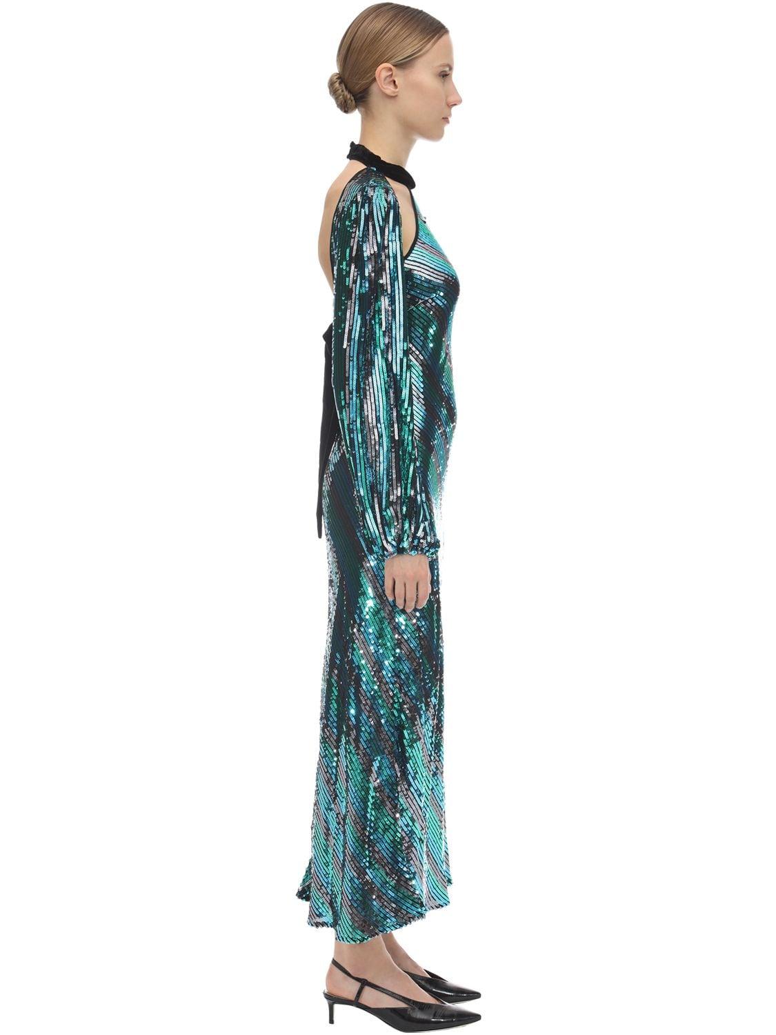 Rixo Celia Sequined Viscose Midi Dress In Green - 45% Off | Editorialist