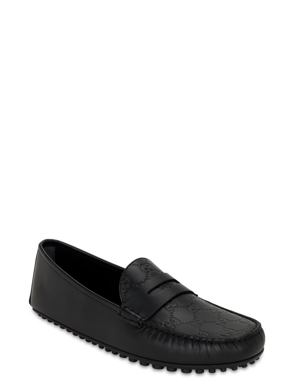 Gucci 5mm Driver Signature Leather Moccasins - Black  display picture 1
