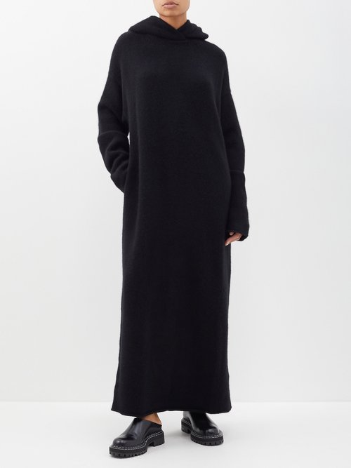 Raey Hooded Knitted Maxi Cashmere Dress L - Black | Editorialist Raey Hooded Knitted Maxi Cashmere Dress L - Black | Editorialist