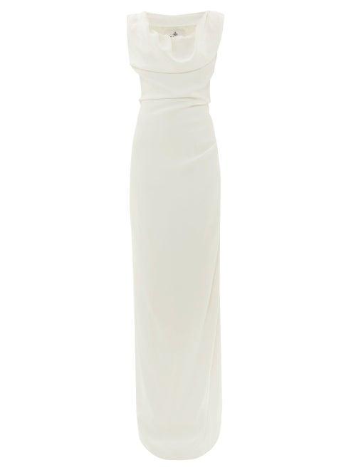 vivienne westwood ginnie draped off-the-shoulder satin dress Vivienne Westwood | Ginnie Amber Dress | Charmeuse Satin | Black