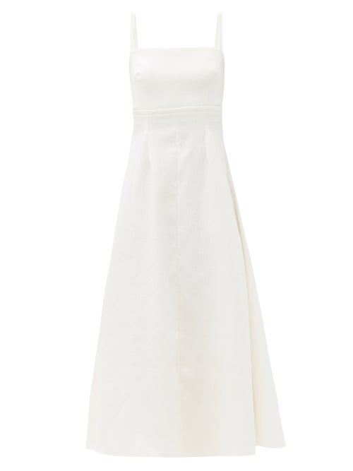 Emilia Wickstead Freya Square-Neck Cloqu Midi Dress In Ivory - 71% Off |  Editorialist
