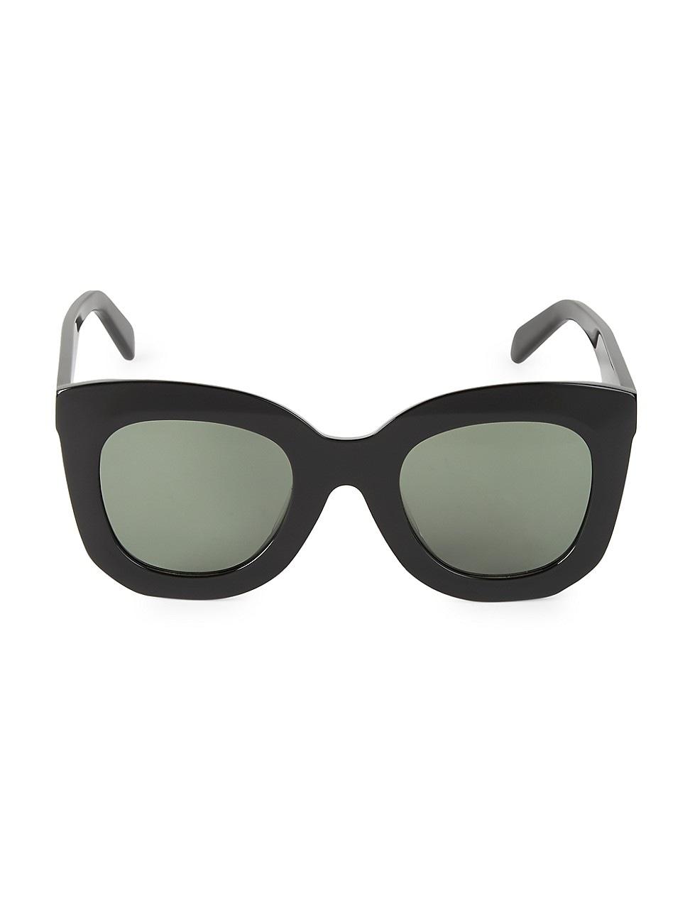 Celine 49mm Round Cateye Sunglasses - Black | Editorialist display picture 2