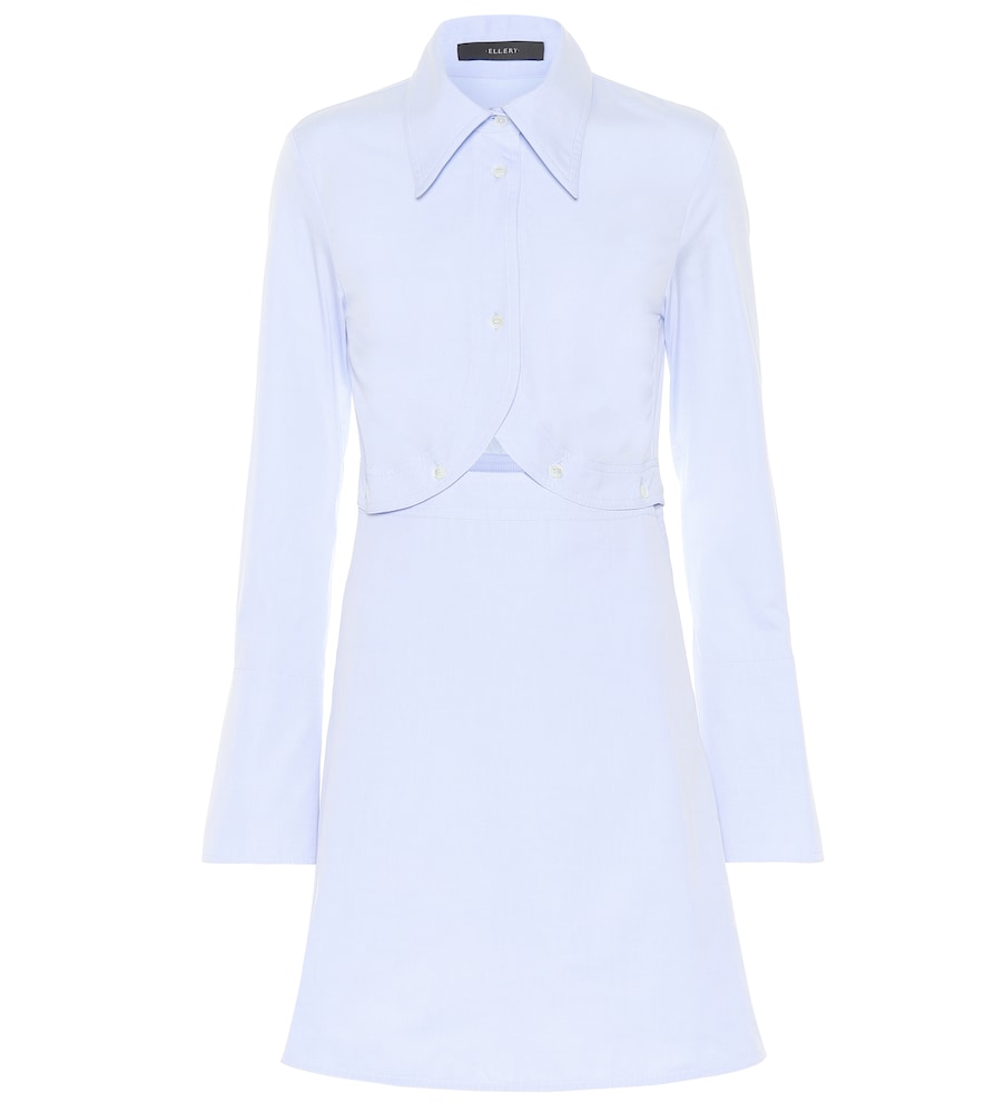 ellery shirt dress Ellery Double Helix Cotton Shirt Dress In Blue - 30% Off