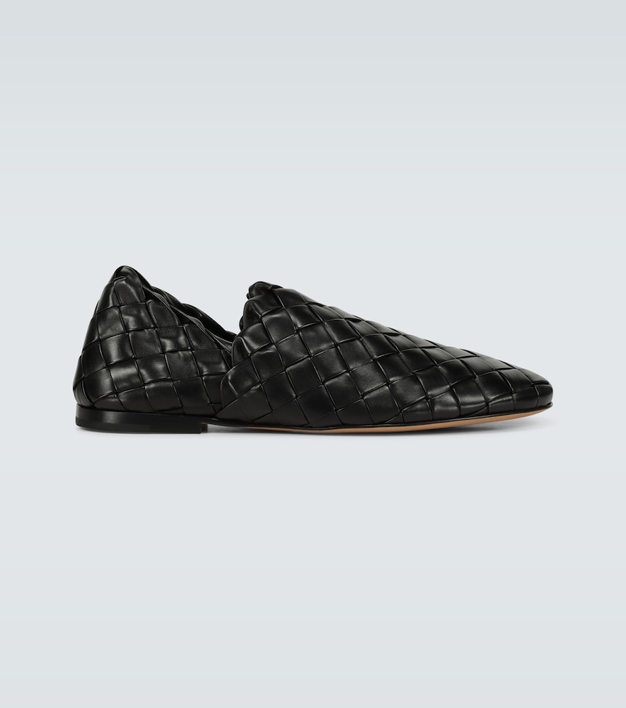 Bottega Veneta Intreccio Leather Slippers - Black | Editorialist