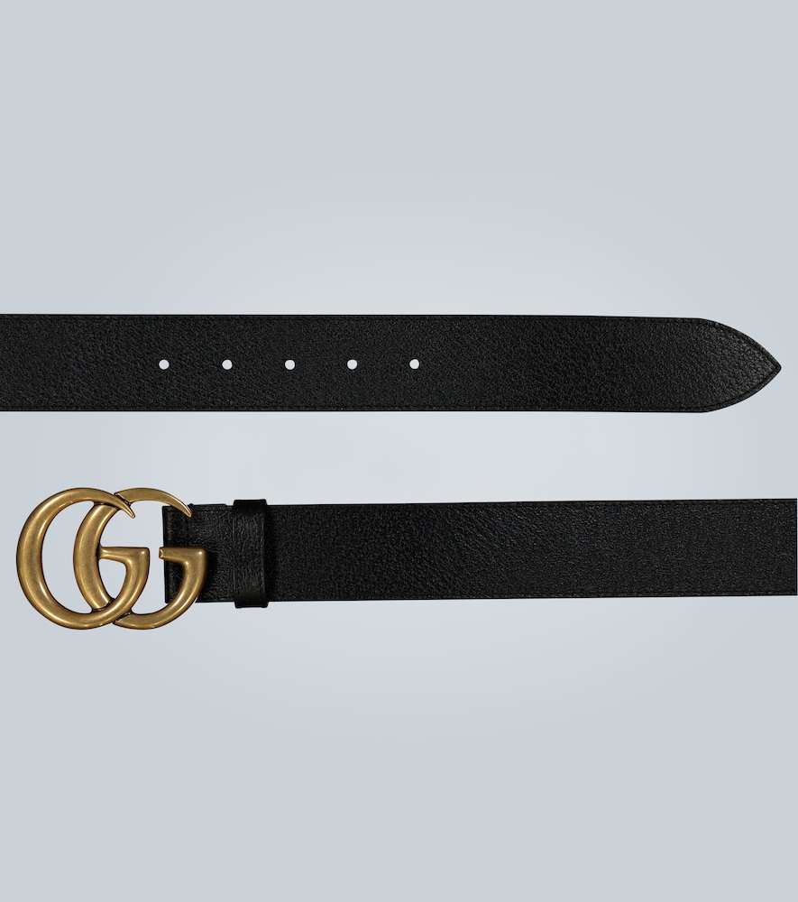 Gucci Leather Belt With Double G Buckle - Black | Editorialist display picture 2