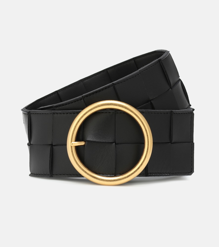 Bottega Veneta Maxi Intrecciato Leather Belt - Black  display picture 3