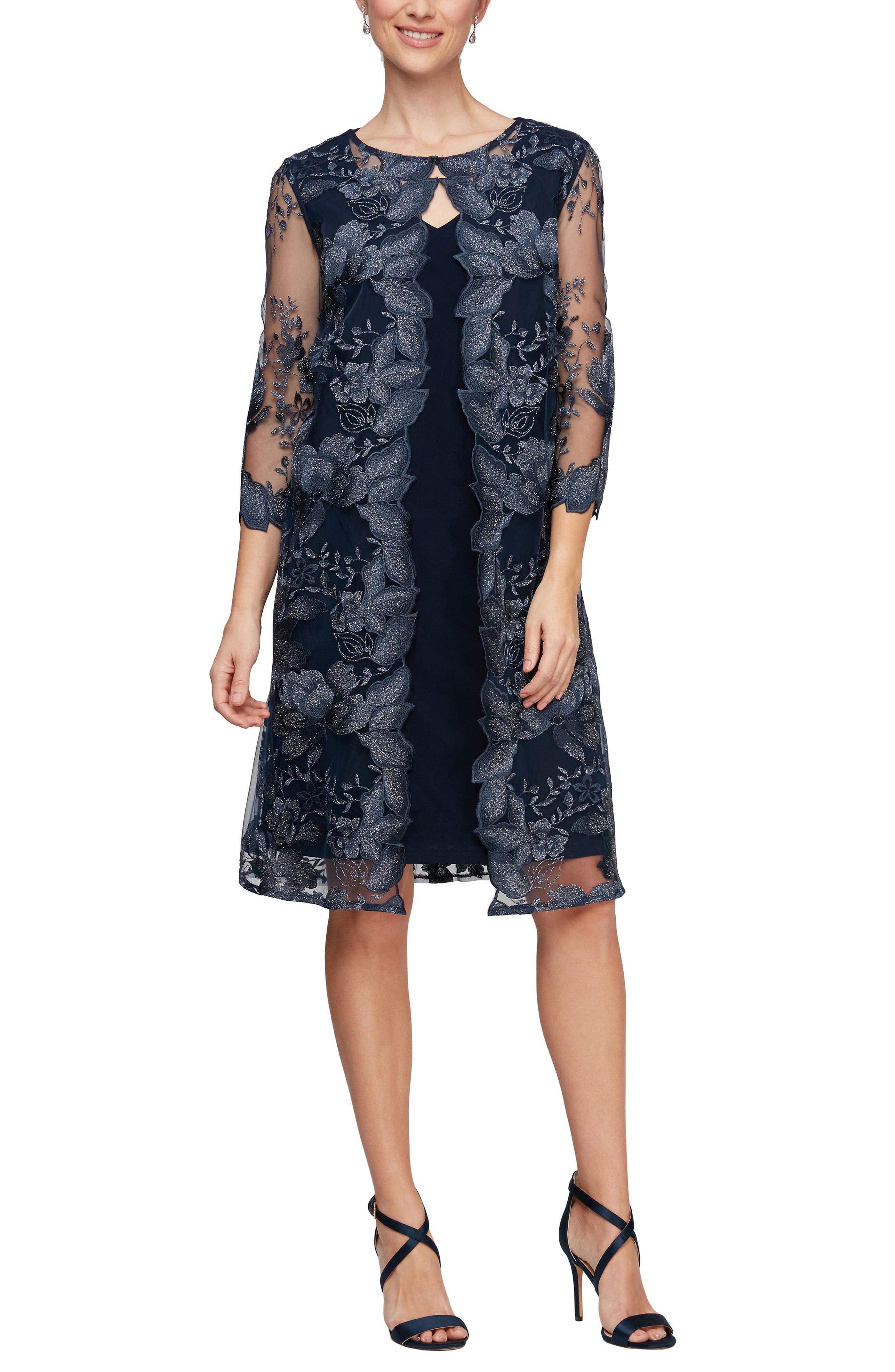 alex evenings embroidered mock jacket cocktail dress Alex Evenings 82171640