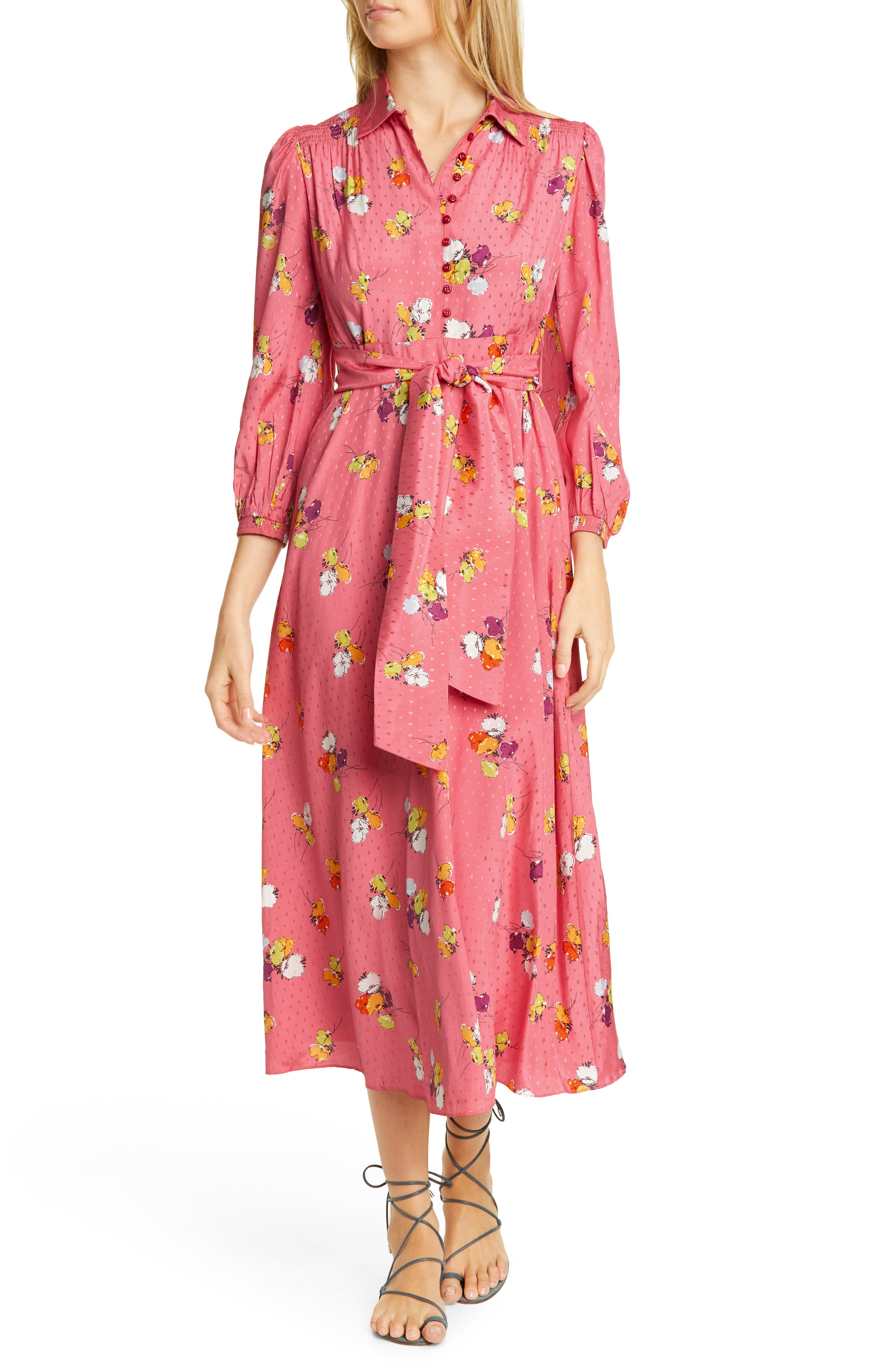 まとめ買い ワンピース レディース Bytimo ティモ ミドル丈 Roses Dress Pink Midi Trim Eyelet ワンピース ドレス Floral ワンピース Williamsav Com