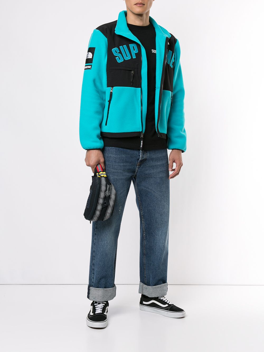 Supreme X The North Face Arc Logo Denali Fleece Jacket - Blue 