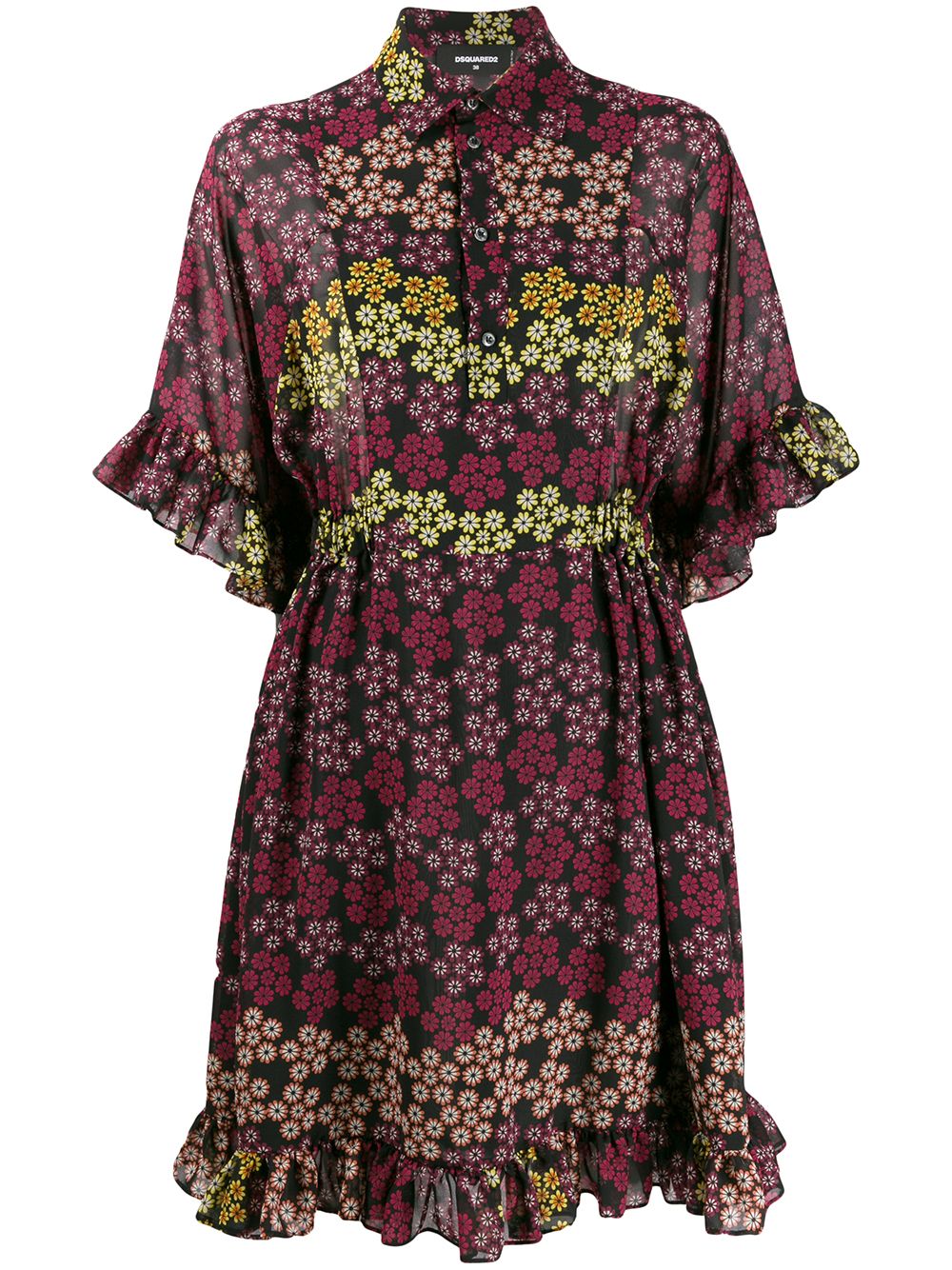 DSQUARED2 DSQUARED2 Floral Print Silk Blend Shirt Dress
