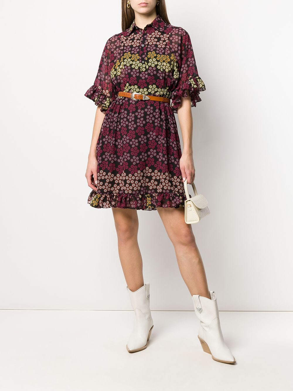 DSQUARED2 DSQUARED2 Floral Print Silk Blend Shirt Dress