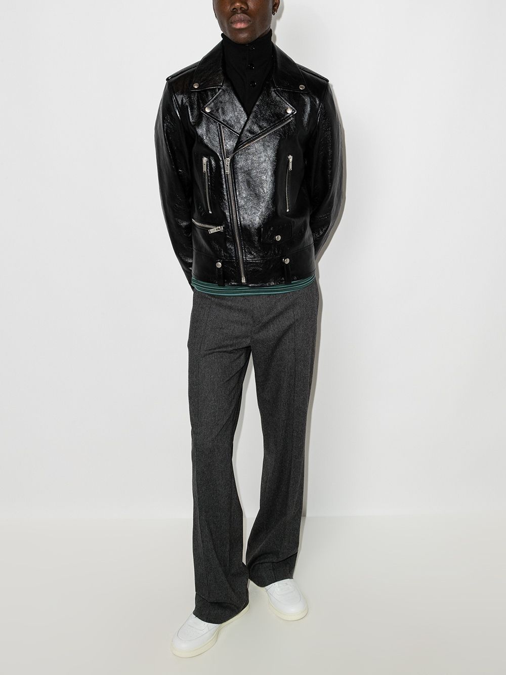 SAINT LAURENT Saint Laurent Leather Zipped Biker Jacket