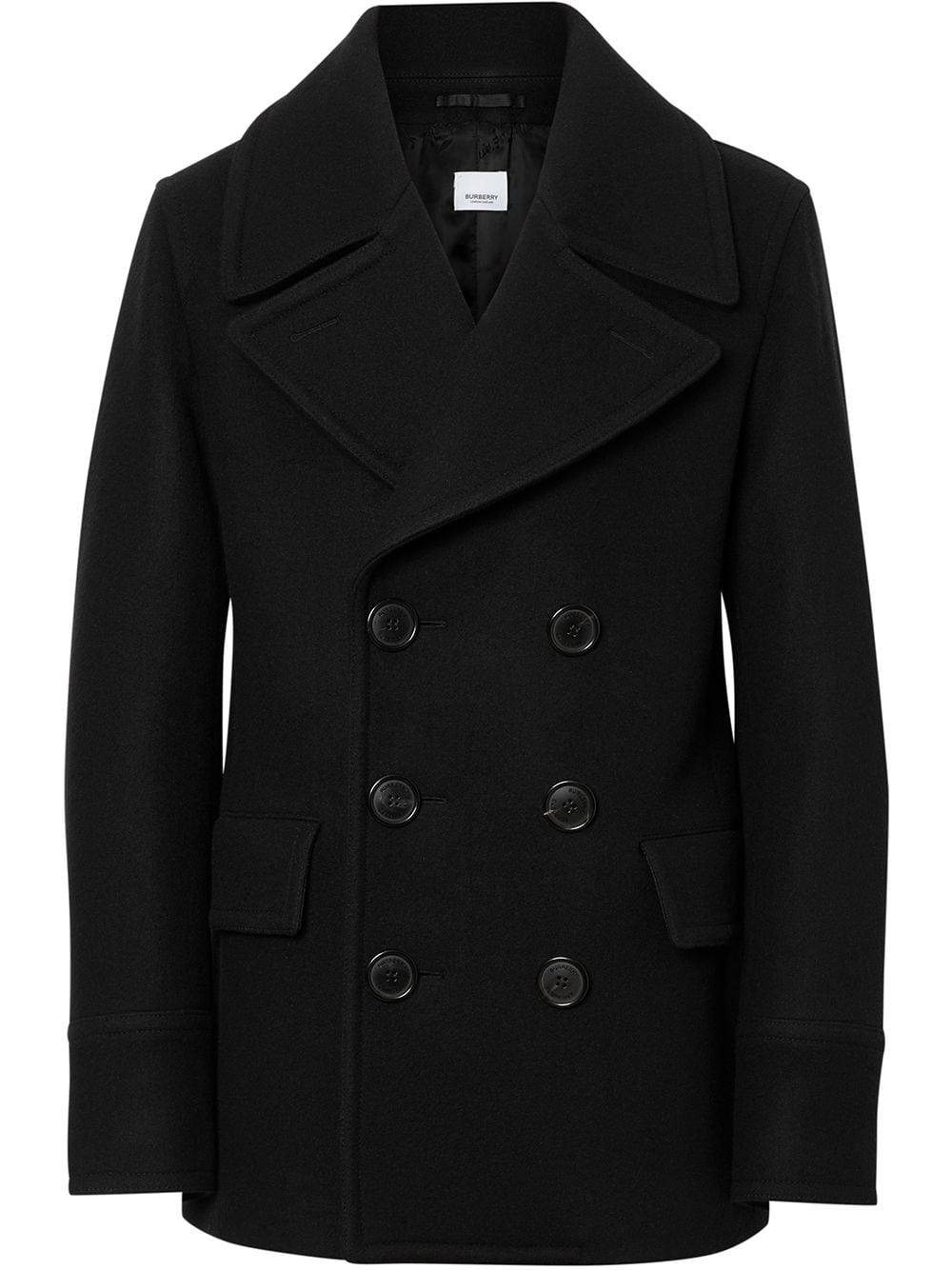 Burberry Wool Blend Pea Coat In Black - 50% Off | Editorialist