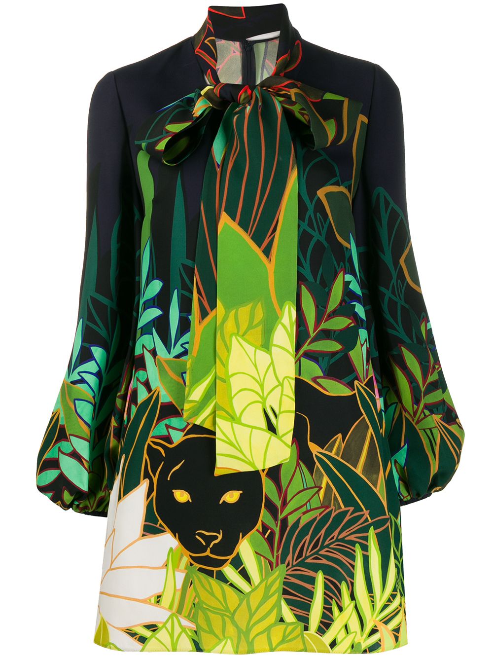 printed puff sleeve midi dress Anne Klein A-Line Morden Midi Dress