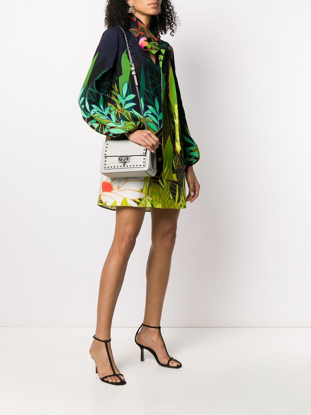 VALENTINO Panther in the Jungle Bow Collar Dress