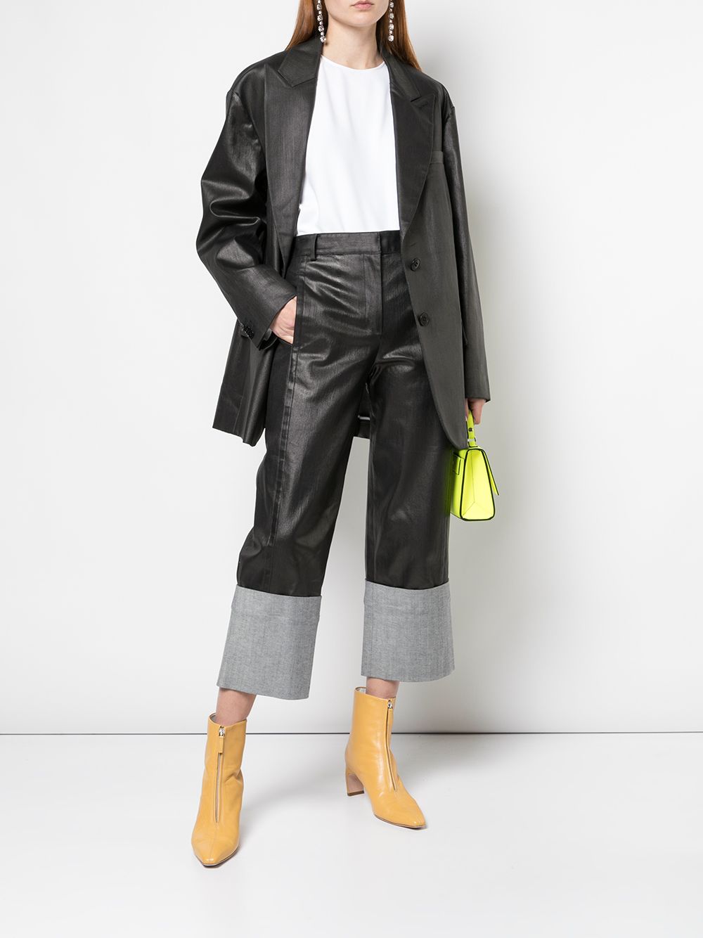TIBI Denim Cuffed Straight Trousers