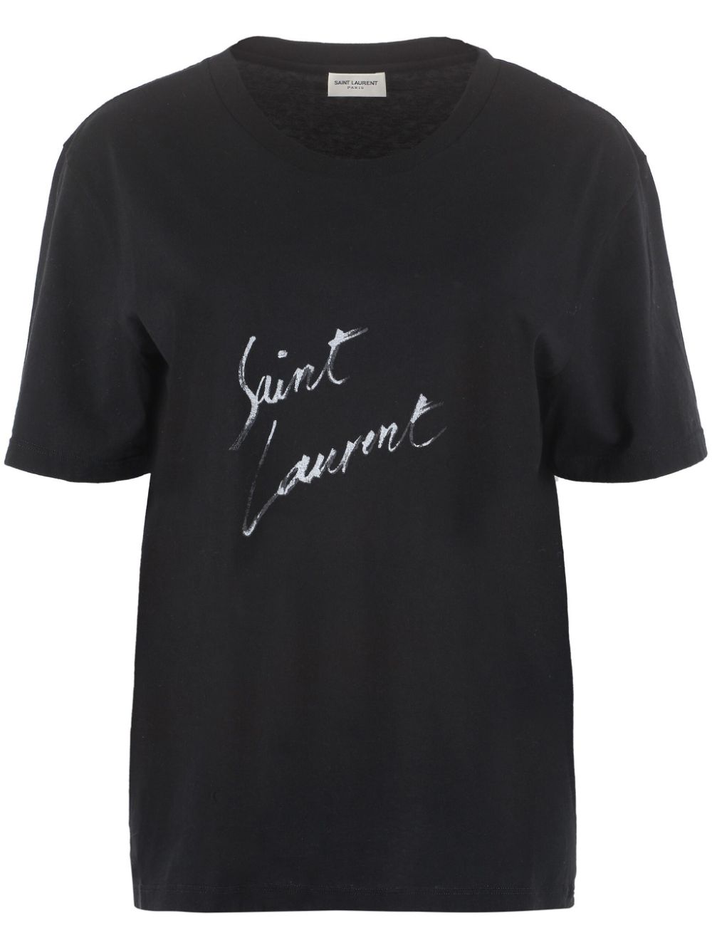 Saint Laurent Signature Logo-Print T-Shirt In Black - 40% Off