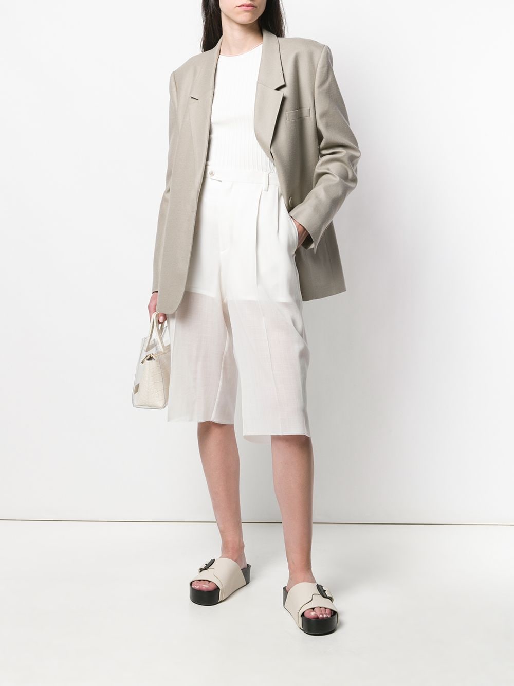 MAISON MARGIELA High-Waisted Virgin Wool Blend Shorts