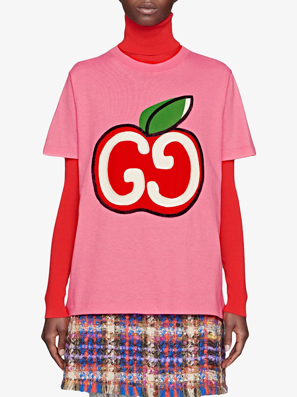 Gucci Gg Apple Print T-Shirt - Pink | Editorialist