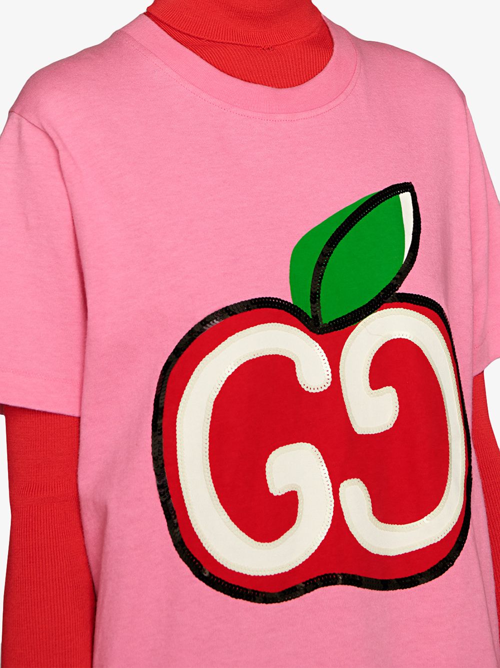 Gucci Gg Apple Print T-Shirt - Pink | Editorialist