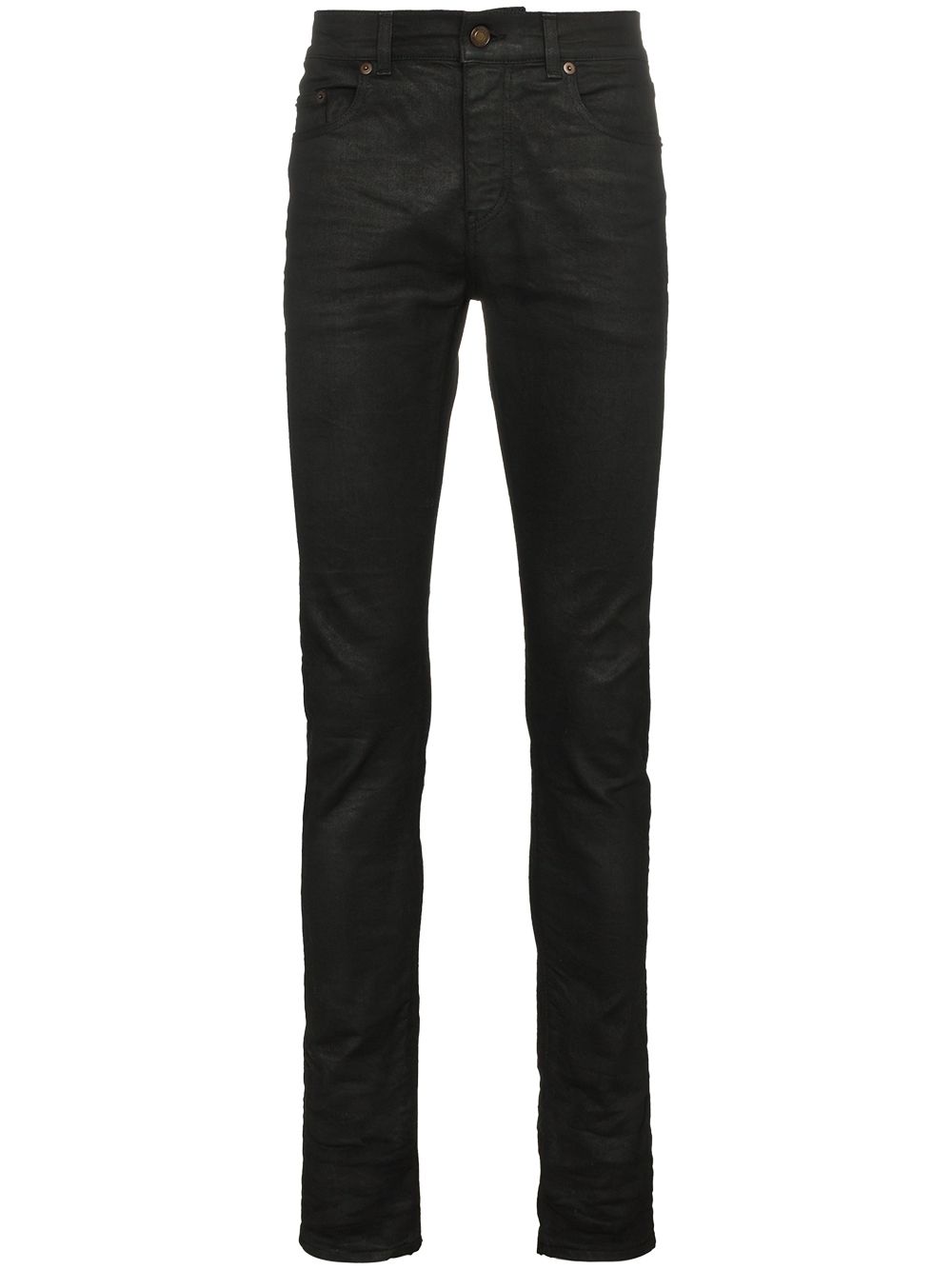 Saint Laurent Coated Skinny Jeans - Black | Editorialist