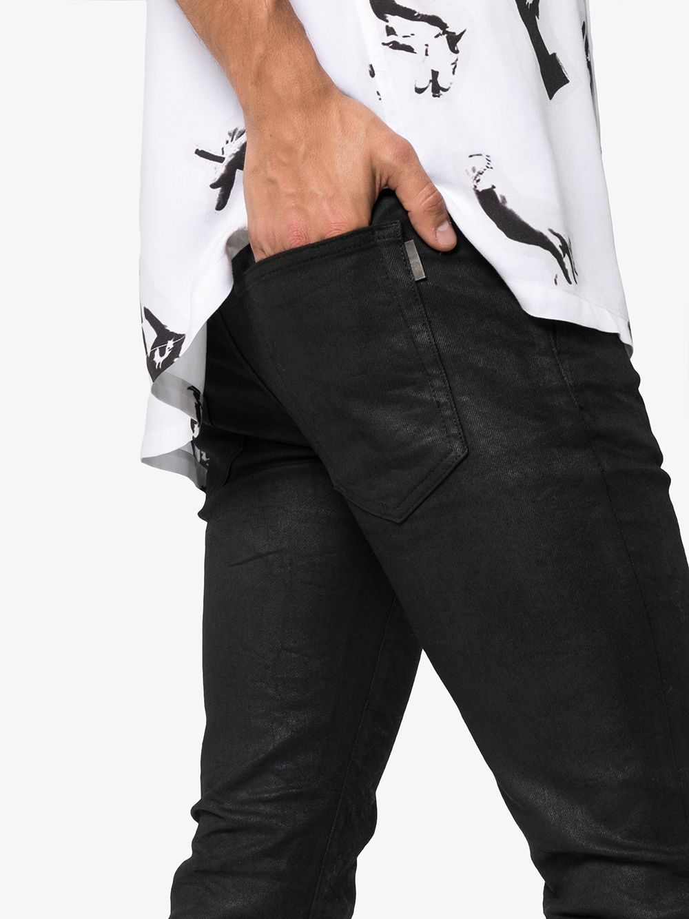 Saint Laurent Coated Skinny Jeans - Black | Editorialist