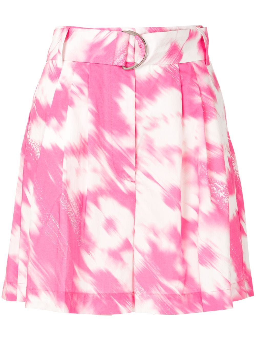 MSGM MSGM Painterly-Print Belted Shorts