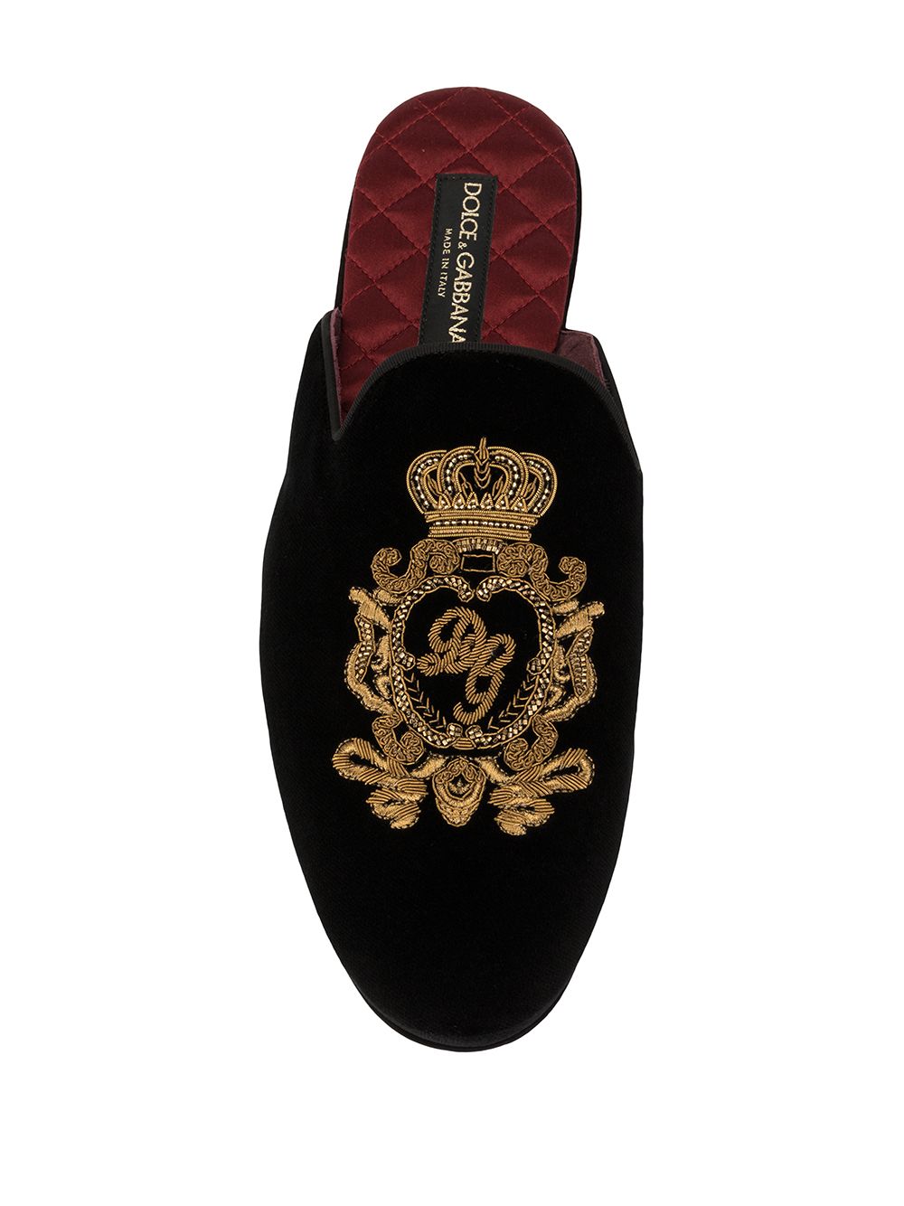 Dolce & Gabbana Embroidered Velvet Slippers - Black  display picture 1