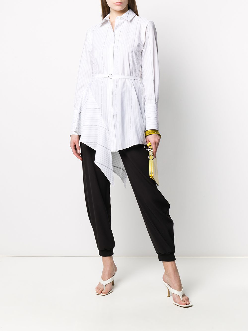 OFF-WHITE Striped Asymmetric Mini Shirt Dress