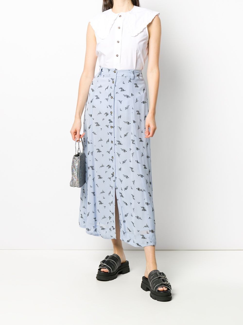 GANNI Ruffled Buttoned Top
